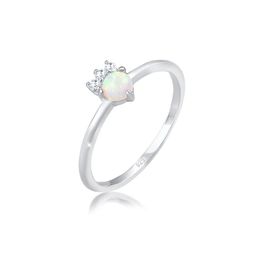 Elli Verlobungsring »Vintage Zirkonia Kristalle Opal Trend 925 Silber« Silber 56 mm Eleganter Ring aus 925er Sterling Silber