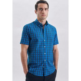 Seidensticker Businesshemd »Schwarze Rose« Regular Kurzarm Button-Down-Kragen Karo türkis M (39-40) - normale Ärmellängen normale Ärmellängen M...