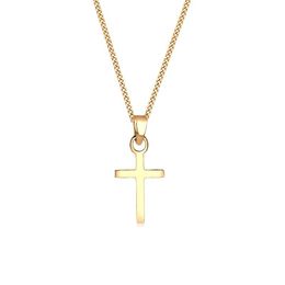Elli Premium Kette mit Anhänger »Kreuz Konfirmation Kommunion Glaube 585 Gelbgold« Gold 45 Elegante Halskette aus 585 Gelbgold