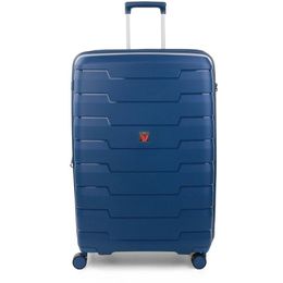 Roncato Hartschalen-Trolley Skyline, 79 cm, 4 Rollen, Reisegepäck Koffer groß mit Volumenerweiterung und TSA Schloss, blau