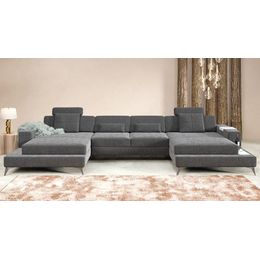 BULLHOFF Wohnlandschaft »Wohnlandschaft XXL Ecksofa Eckcouch U-Form Designsofa LED Sofa Couch Grau Vintage Grün »MÜNCHEN