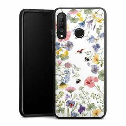 DeinDesign Handyhülle Biene Blumen Muster Bunte Frühlingsblumen und Bienen, Huawei P30 Lite Premium Silikon Hülle Premium Case Handy Schutzhülle