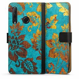 DeinDesign Handyhülle Vintage Ornamente Blumen Blue Vintage, Huawei Honor 20 Lite Hülle Handy Flip Case Wallet Cover, schwarz
