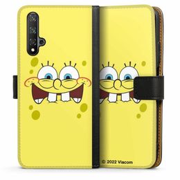 DeinDesign Handyhülle Spongebob Schwammkopf Offizielles Lizenzprodukt Kindheit, Huawei Nova 5T Hülle Handy Flip Case Wallet Cover Handytasche Leder
