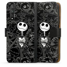 DeinDesign Handyhülle Halloween Disney Nightmare Before Christmas, Huawei Nova 5T Hülle Handy Flip Case Wallet Cover Handytasche Leder, schwarz