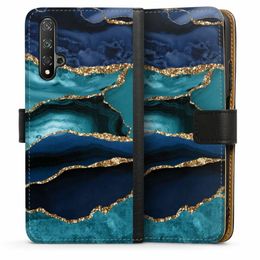 DeinDesign Handyhülle Marmor Trends Glitzer Look, Huawei Nova 5T Hülle Handy Flip Case Wallet Cover Handytasche Leder, schwarz