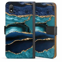 DeinDesign Handyhülle Marmor Trends Glitzer Look, Huawei Y5 (2019) Hülle Handy Flip Case Wallet Cover Handytasche Leder, schwarz
