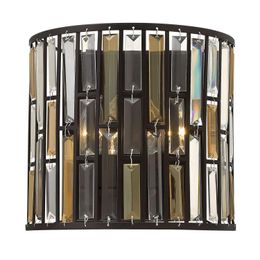 Licht-Erlebnisse Wandleuchte PRISM, ohne Leuchtmittel, Wandlampe Bronze Glas Metall E14 Jugendstil Beleuchtung