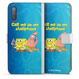 DeinDesign Handyhülle Patrick Star Spongebob Schwammkopf Serienmotiv, Samsung Galaxy A7 (2018) Hülle Handy Flip Case Wallet Cover, weiß