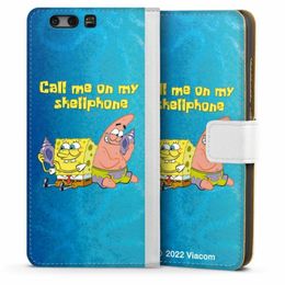 DeinDesign Handyhülle Patrick Star Spongebob Schwammkopf Serienmotiv, Huawei P10 Hülle Handy Flip Case Wallet Cover Handytasche Leder, weiß