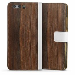 DeinDesign Handyhülle Nussbaum Holzoptik Holz Nußbaum Holzlook, Huawei P10 Hülle Handy Flip Case Wallet Cover Handytasche Leder, weiß