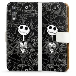 DeinDesign Handyhülle Halloween Disney Nightmare Before Christmas, Huawei P20 Hülle Handy Flip Case Wallet Cover Handytasche Leder, weiß