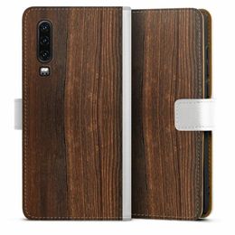 DeinDesign Handyhülle Nussbaum Holzoptik Holz Nußbaum Holzlook, Huawei P30 Hülle Handy Flip Case Wallet Cover Handytasche Leder, weiß