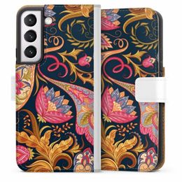 DeinDesign Handyhülle Muster Ornamente Mandala Floral Autumn 1, Samsung Galaxy S22 Hülle Handy Flip Case Wallet Cover, weiß