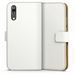 DeinDesign Handyhülle Kein Design Blank, Huawei P20 Hülle Handy Flip Case Wallet Cover Handytasche Leder, weiß