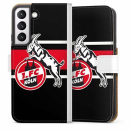 DeinDesign Handyhülle 1. FC Köln Offizielles Lizenzprodukt Colour Stripes 1.FC, Samsung Galaxy S22 Hülle Handy Flip Case Wallet Cover, weiß