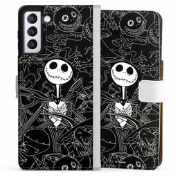 DeinDesign Handyhülle Halloween Disney Nightmare Before Christmas, Samsung Galaxy S21+ 5G Hülle Handy Flip Case Wallet Cover, weiß