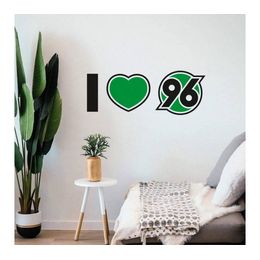 Hannover 96 Wandtattoo Fußball Wandtattoo Hannover 96 Schwarz Grün Schriftzug Aufkleber I love Herz