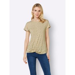 WITT Große Größen: Shirt mit Pünktchendruck und Knoten am Saum, gelb gemustert, Gr.50