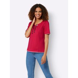 WITT Große Größen: Shirt mit Streifendetails und Bindeband, rot, Gr.40