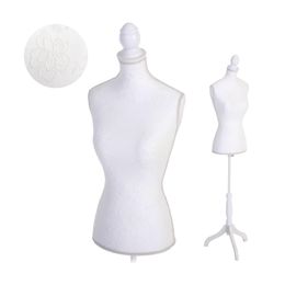 MCW Schneiderpuppe T221, Schaufensterpuppe Torso weiblich, Schaumstoff ~ weiß mit Spitze