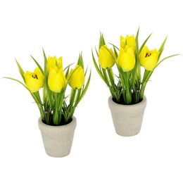Kunstblume Tulpe, I.GE.A., Höhe 19 cm, Im Keramiktopf, 2er Set, gelb