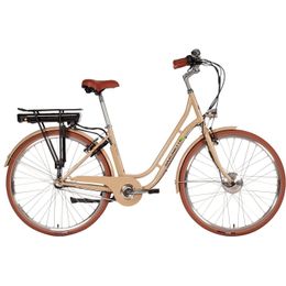 SAXONETTE E-Bike Style Plus 2.0, 3 Gang Shimano, Nabenschaltung, Frontmotor, 374 Wh Akku, Pedelec, Elektrofahrrad für Damen u. Herren, Cityrad, braun