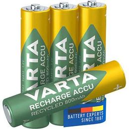 4 Varta Akkus RECHARGE ACCU Recycled Micro AAA 800 mAh