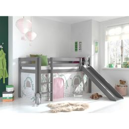 Vipack Spielbett Pino inkl. Rutsche mit Textilset Vorhang versch. Designs