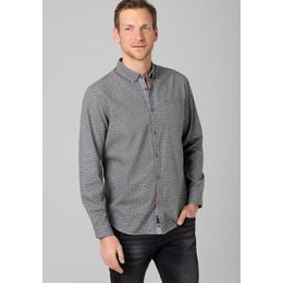 Timezone Langarmhemd &raquo;Smart Structure Shirt&laquo; dots grey S - US-Gr&ouml;&szlig;en US-Gr&ouml;&szlig;en S Gerader Schnitt mit klassischem Kentkragen