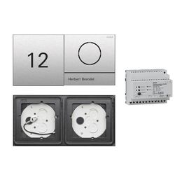 GIRA 106 System 2-fach Gegensprechanlagen Set Edelstahl V4A mit Infomodul und Sprachmodul mit 1 RT Edelstahl + Audio-Steuergerät mit Gravur