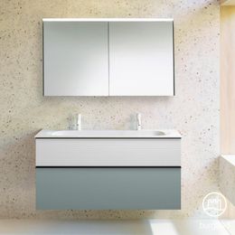 Burgbad Fiumo Badmöbel-Set Doppelwaschtisch mit Waschtischunterschrank und Spiegelschrank, SFXW122F3957FOT2C0001G0200,