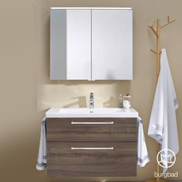 Burgbad Eqio Badmöbel-Set 1, Waschtisch mit Waschtischunterschrank und Spiegelschrank, SFAN093F2012C0001P95,