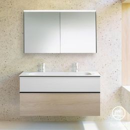 Burgbad Fiumo Badmöbel-Set Doppelwaschtisch mit Waschtischunterschrank und Spiegelschrank, SFXW122F3959FOT2C0001G0200,