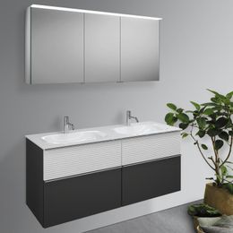 Burgbad Fiumo Badmöbel-Set Doppelwaschtisch mit Waschtischunterschrank und Spiegelschrank, SGGT142RF3958FOT2C0001G0146,
