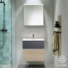 Burgbad Fiumo Badmöbel-Set Waschtisch mit Waschtischunterschrank und Spiegelschrank, SFXV062RF3959FOT56C0001G0223,