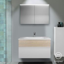 Burgbad Fiumo Badmöbel-Set Waschtisch mit Waschtischunterschrank und Spiegelschrank, SFXV102F3956FOT45C0001G0223,