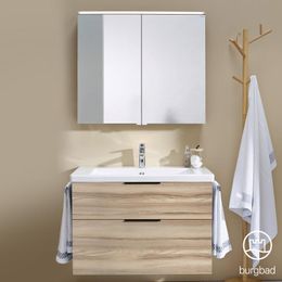 Burgbad Eqio Badmöbel-Set 1, Waschtisch mit Waschtischunterschrank und Spiegelschrank, SFAN093F3437C0001G0200,