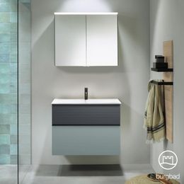 Burgbad Fiumo Badmöbel-Set Waschtisch mit Waschtischunterschrank und Spiegelschrank, SFXV082F3957FOT56C0001G0200,