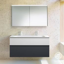 Burgbad Fiumo Badmöbel-Set Doppelwaschtisch mit Waschtischunterschrank und Spiegelschrank, SFXW122F3958FOT2C0001G0200,