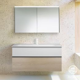 Burgbad Fiumo Badmöbel-Set Waschtisch mit Waschtischunterschrank und Spiegelschrank, SFXV122F3959FOT2C0001G0200,