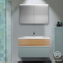 Burgbad Fiumo Badmöbel-Set Waschtisch mit Waschtischunterschrank und Spiegelschrank, SFXV102F3957FOT52C0001G0223,