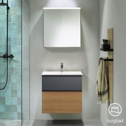 Burgbad Fiumo Badmöbel-Set Waschtisch mit Waschtischunterschrank und Spiegelschrank, SFXV062RF3960FOT56C0001G0200,