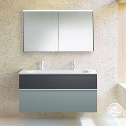 Burgbad Fiumo Badmöbel-Set Doppelwaschtisch mit Waschtischunterschrank und Spiegelschrank, SFXW122F3957FOT56C0001G0223,