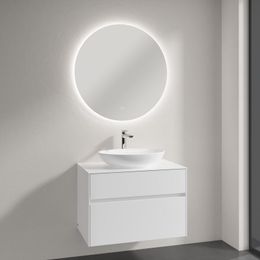 Villeroy & Boch Villeroy & Boch Loop & Friends Aufsatzwaschtisch mit Embrace Waschtischunterschrank und More to See Lite Spiegel, 4A4700R1+A95500DH+A4608500,