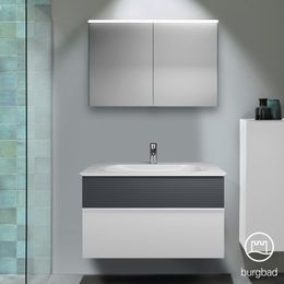 Burgbad Fiumo Badmöbel-Set Waschtisch mit Waschtischunterschrank und Spiegelschrank, SFXV102F3956FOT56C0001G0223,