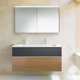 Burgbad Fiumo Badmöbel-Set Doppelwaschtisch mit Waschtischunterschrank und Spiegelschrank, SFXW122F3960FOT56C0001G0223,