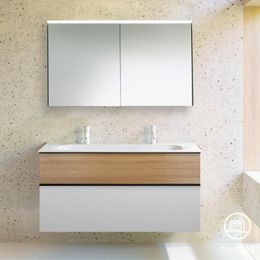 Burgbad Fiumo Badmöbel-Set Doppelwaschtisch mit Waschtischunterschrank und Spiegelschrank, SFXW122F3956FOT52C0001G0200,