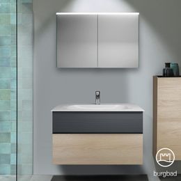 Burgbad Fiumo Badmöbel-Set Waschtisch mit Waschtischunterschrank und Spiegelschrank, SFXV102F3959FOT56C0001G0200,