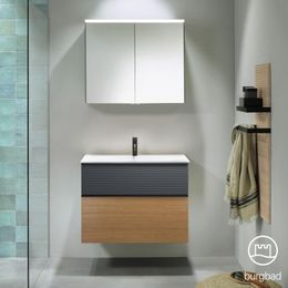 Burgbad Fiumo Badmöbel-Set Waschtisch mit Waschtischunterschrank und Spiegelschrank, SFXV082F3960FOT56C0001G0200,